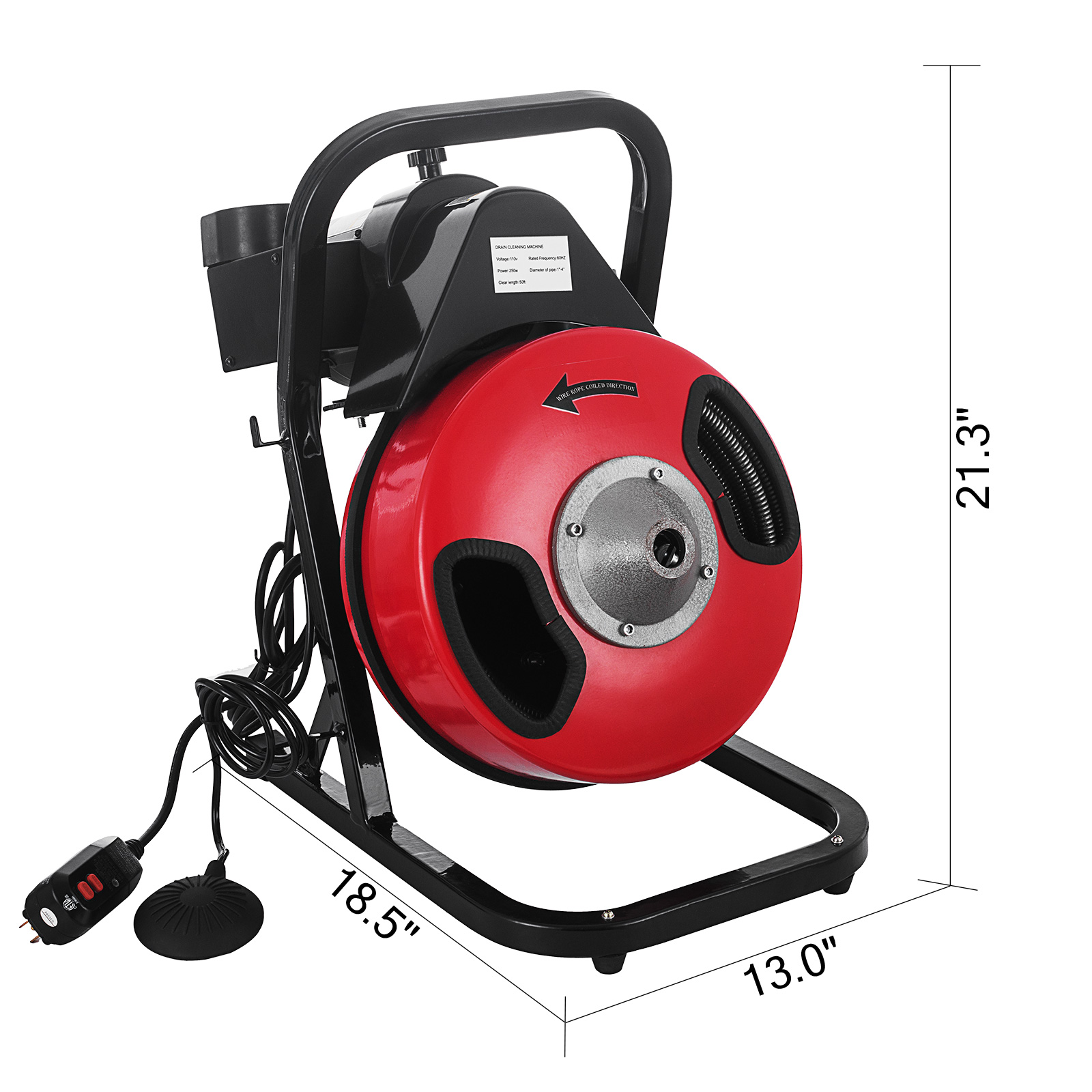 50ft x 1/2'' Drain Auger Pipe Cleaner Machine Local Snake Sewer Clog W ...