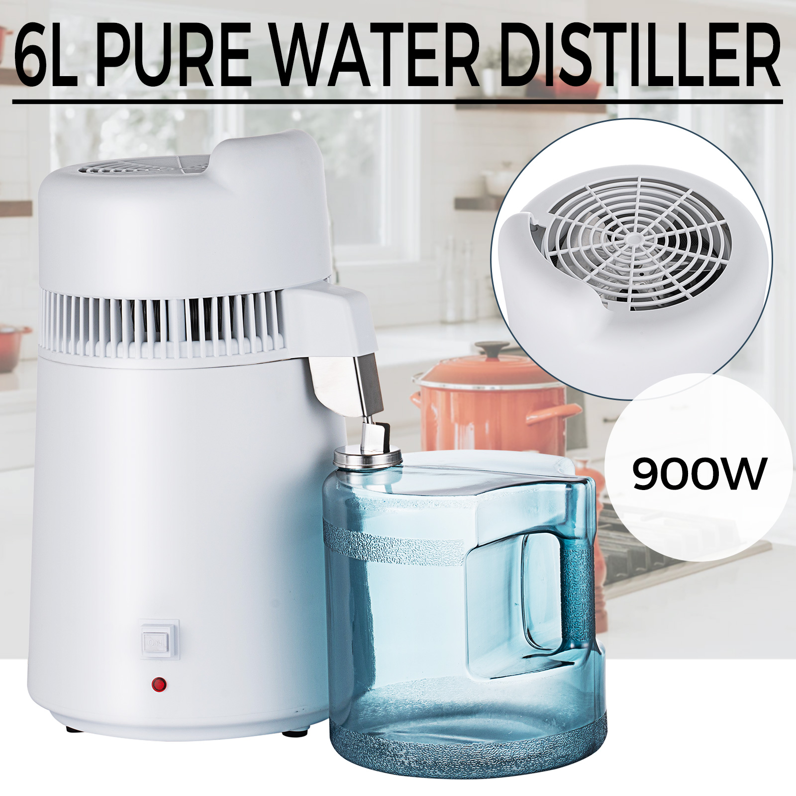 Countertop Water Distiller Stainless Steel 6L 900W Distilling Pure ...